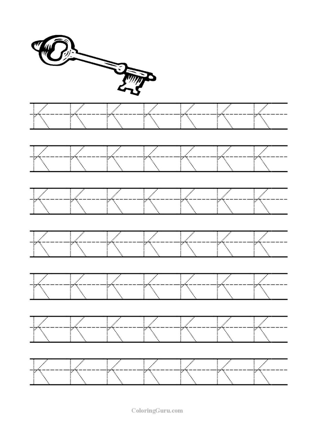 Free Printable Tracing Letter K Worksheets For Preschool Writing ...