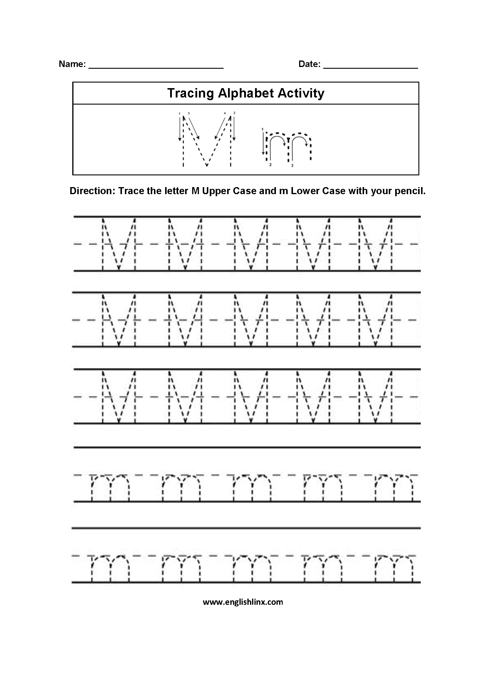 Letter Tracing M Letter Tracing Worksheets Letter Tracing M Letter Tracing Worksheets