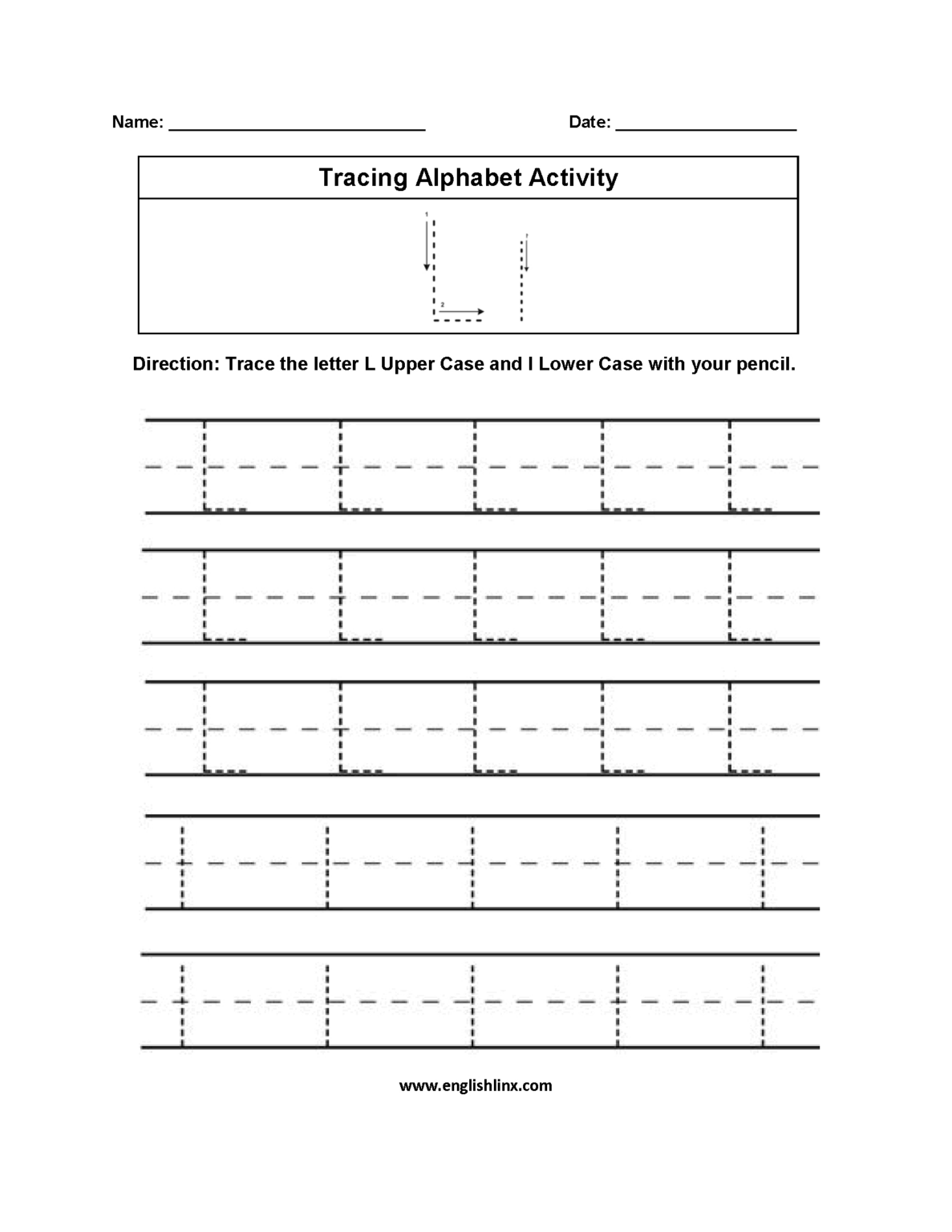 Tracing Letter L Worksheets For Kindergarten TracingLettersWorksheets 